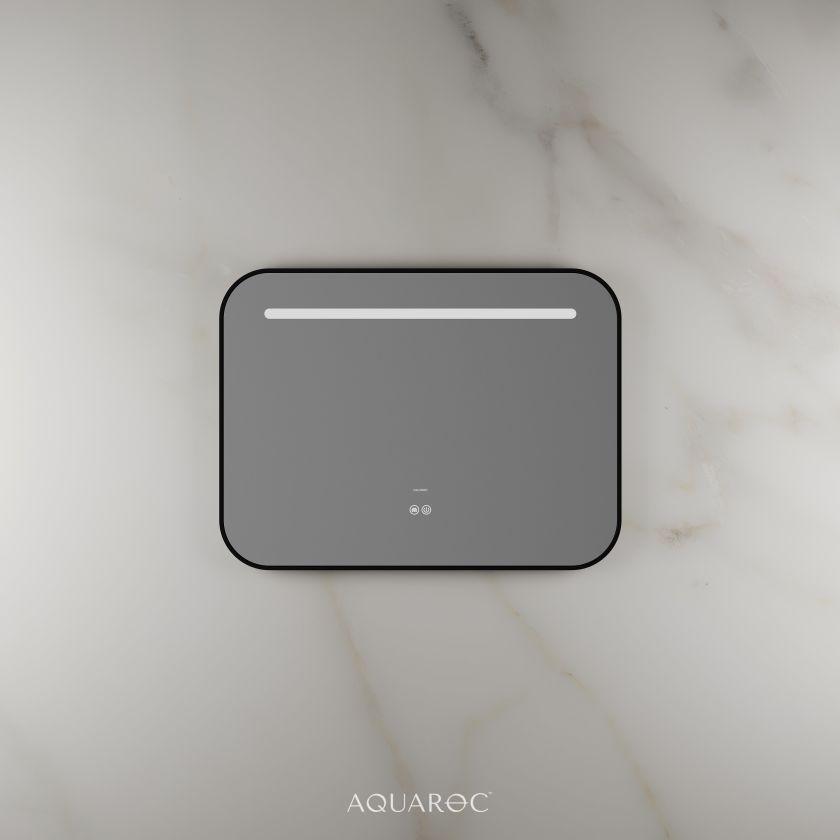 Lumiere Backlit & Demister Curved Mirror 800mm Matte Black | Aquaroc