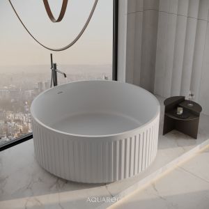 Athena Freestanding Fluted Round Stone Bath 1350mm | Aquaroc