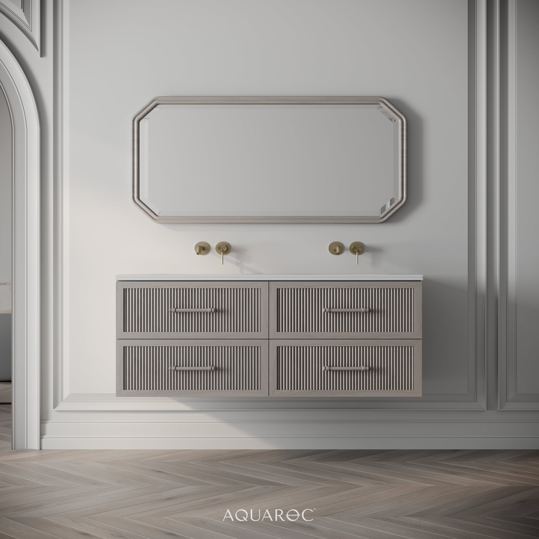 Park Lane Double Vanity Unit & Stone Basin 1200mm Sabbia Grigio Oak ...