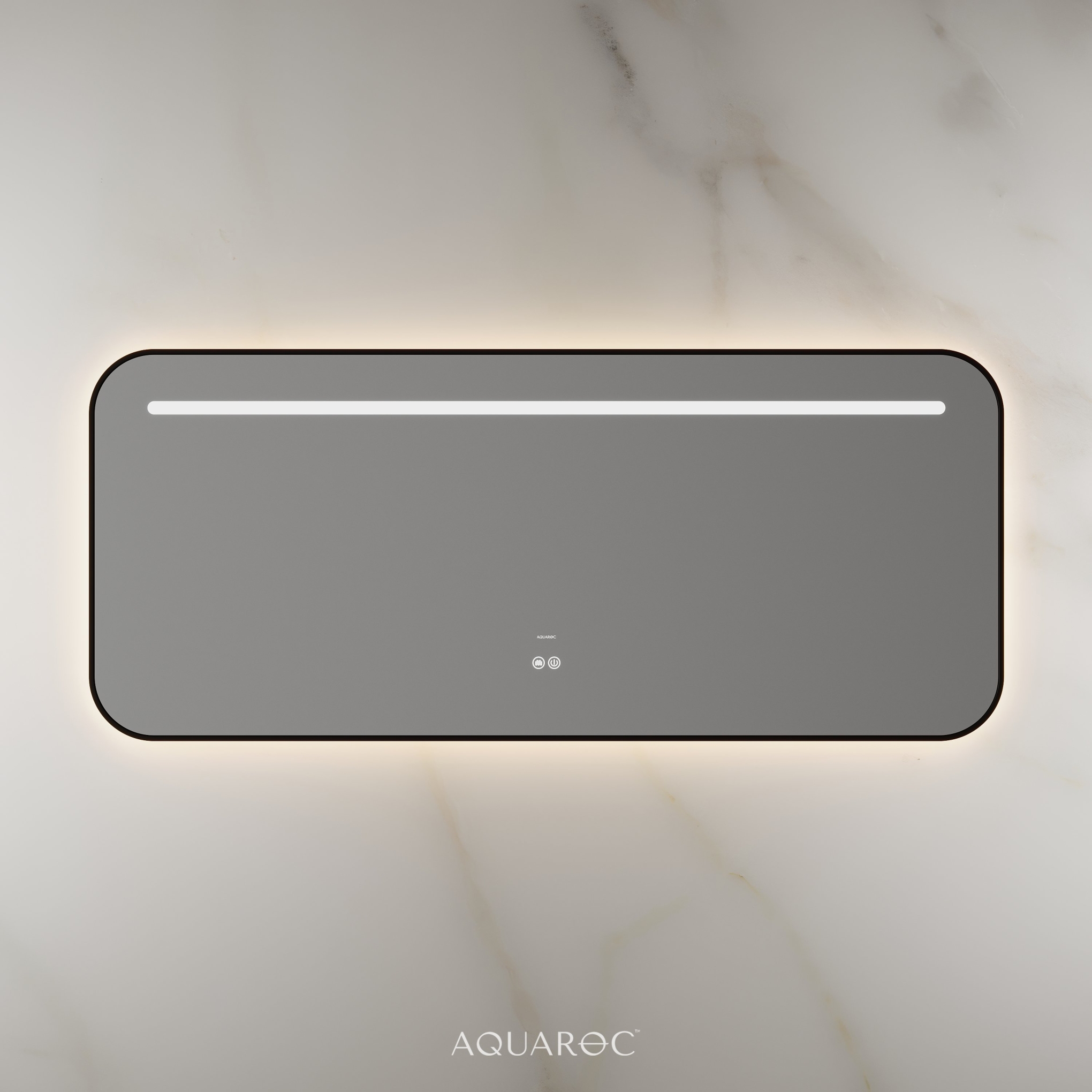 Lumiere Backlit & Demister Curved Mirror 1400mm Matte Black | Aquaroc