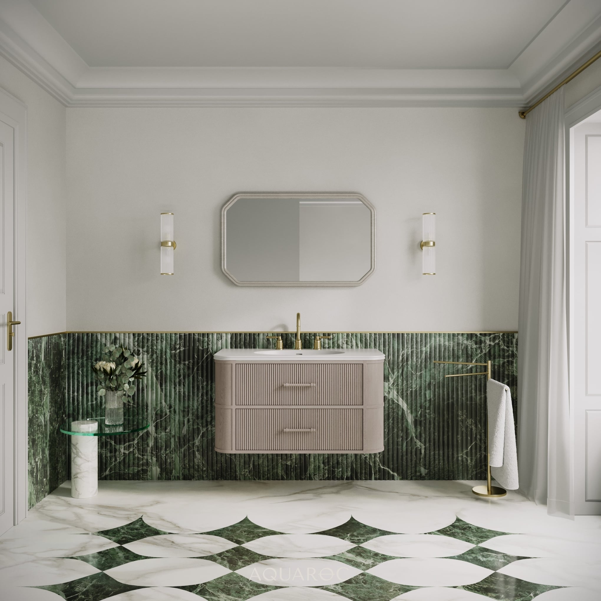 Savoy Wall Hung Vanity Unit & Stone Basin 1000mm Sabbia Grigio | Aquaroc