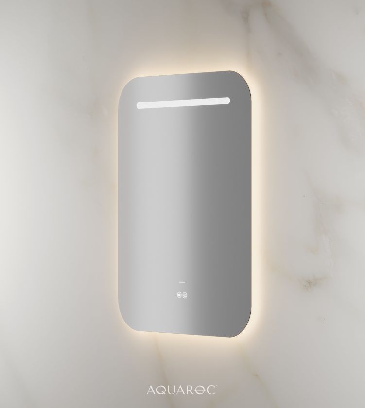 Lumiere Backlit & Demister Curved Mirror 600mm Frameless | Aquaroc