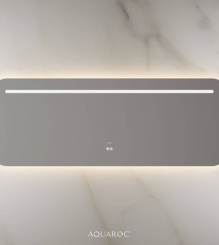 Lumiere Backlit & Demister Curved Mirror 1600mm Frameless | Aquaroc
