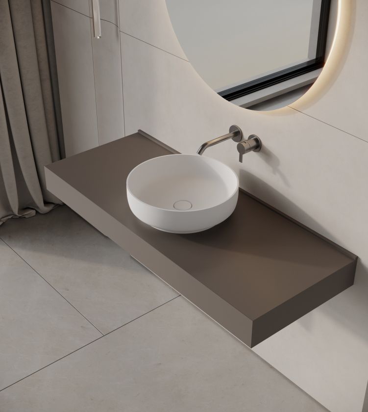 Soho Round Countertop Stone Basin 400mm | Aquaroc