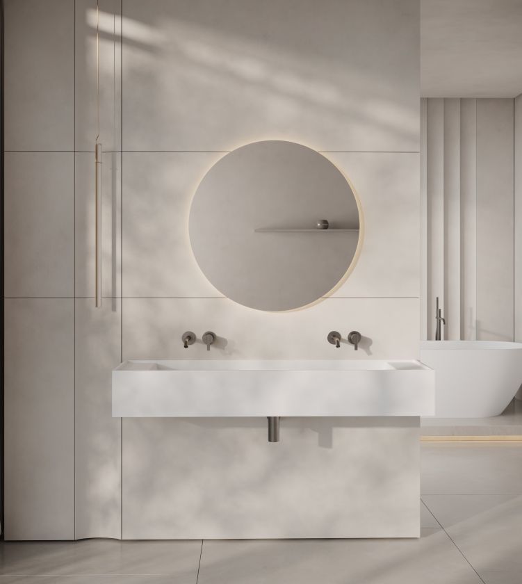 Ultra Wall Hung Double Stone Basin 1400mm | Aquaroc