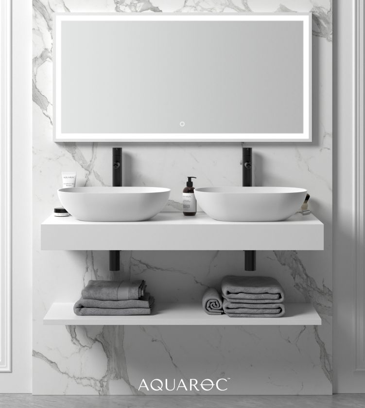 Wall Hung Stone Countertop Basin Shelf 1200mm | Aquaroc