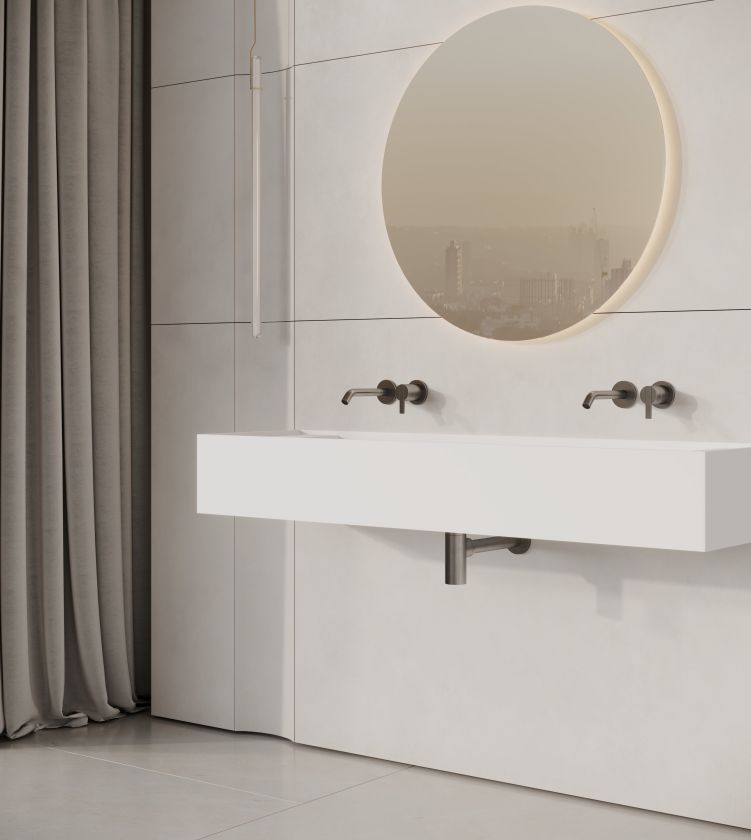 Ultra Wall Hung Double Stone Basin 1400mm | Aquaroc