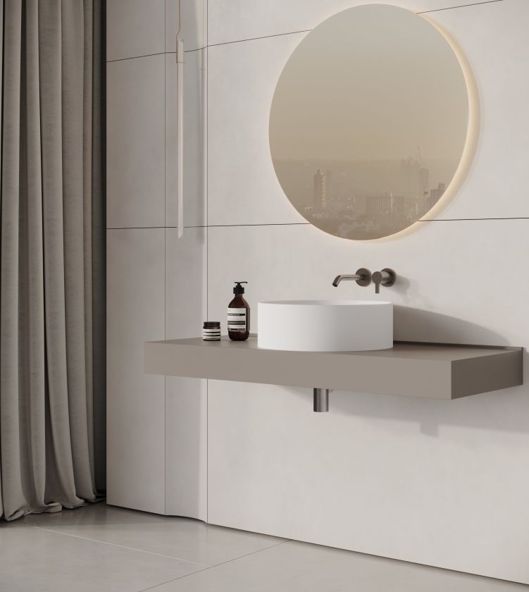 Apollo Round Countertop Stone Basin 450mm | Aquaroc