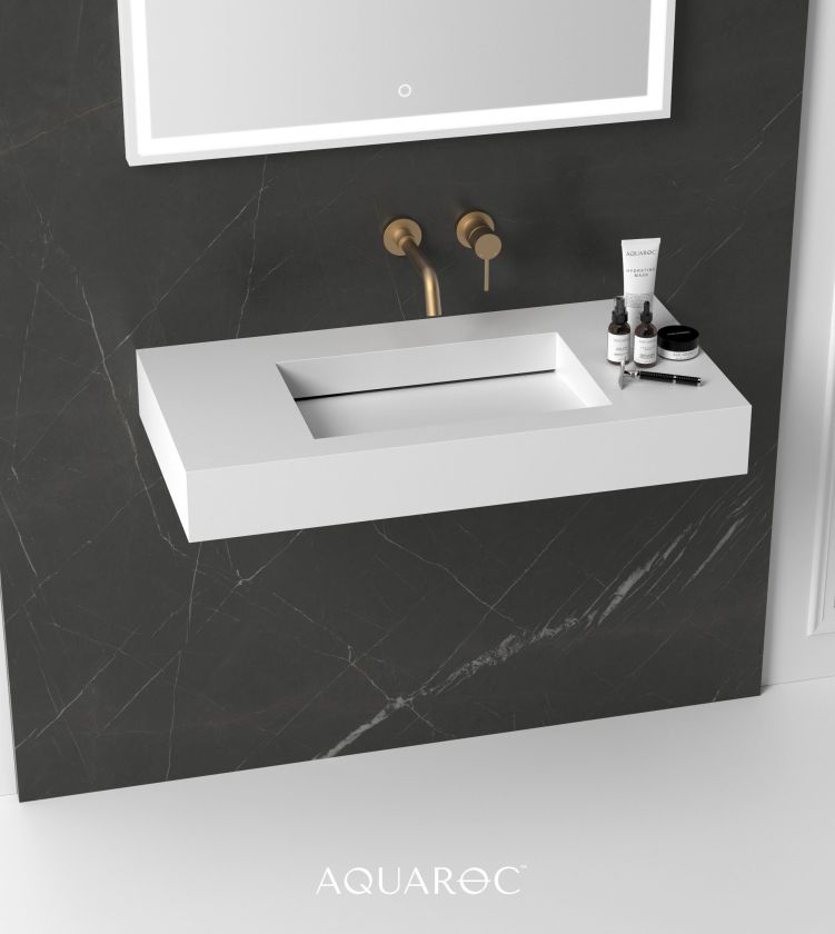 Fiora Wall Hung Stone Basin 900mm | Aquaroc