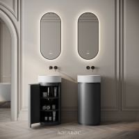 Rotunda Vanity Unit & Stone Basin 420mm Smoked Oak | Aquaroc