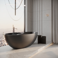 Volterra Matte Black Freestanding Stone Bath 1760mm | Aquaroc
