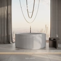 Athena Freestanding Fluted Round Stone Bath 1350mm | Aquaroc