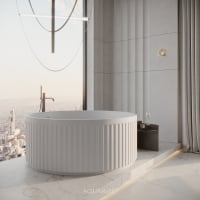 Athena Freestanding Fluted Round Stone Bath 1350mm | Aquaroc