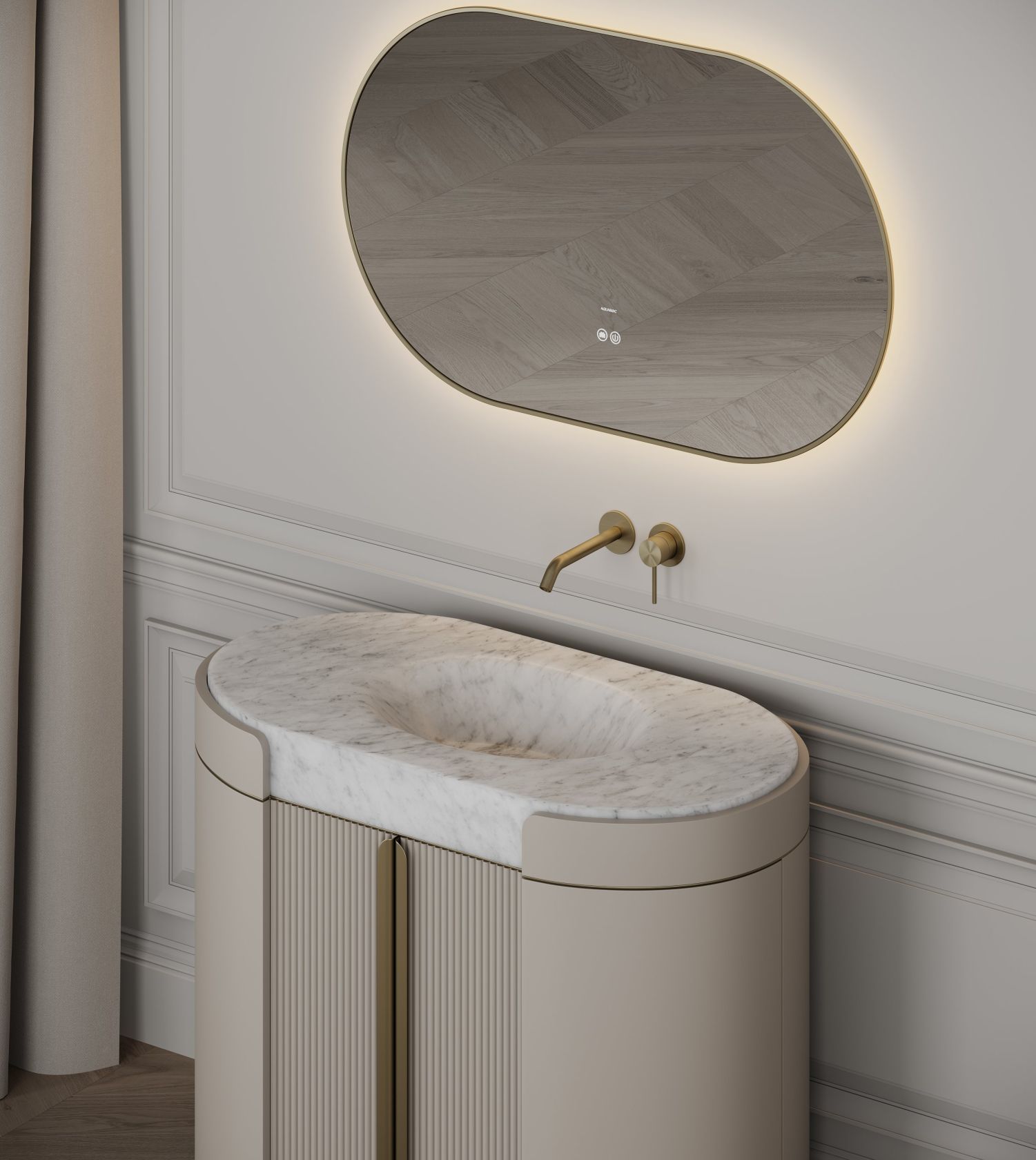 Knightsbridge Vanity Unit & Carrara Marble Basin 1000mm Cashmere Beige ...
