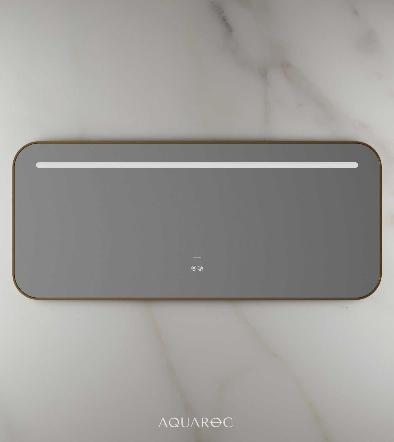 Lumiere Backlit & Demister Curved Mirror 1400mm Brushed Gold | Aquaroc