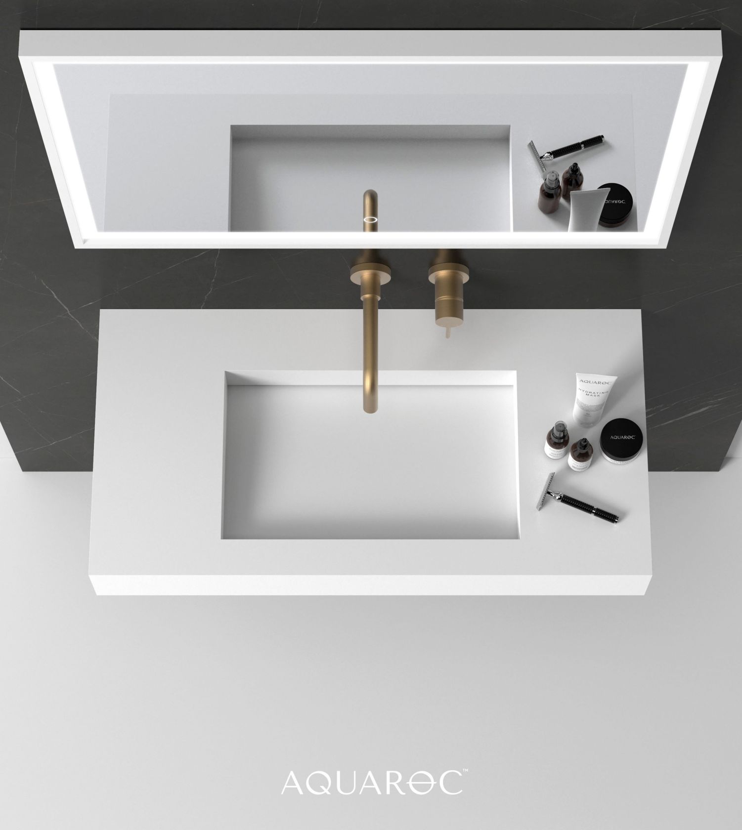 Fiora Wall Hung Stone Basin 900mm | Aquaroc