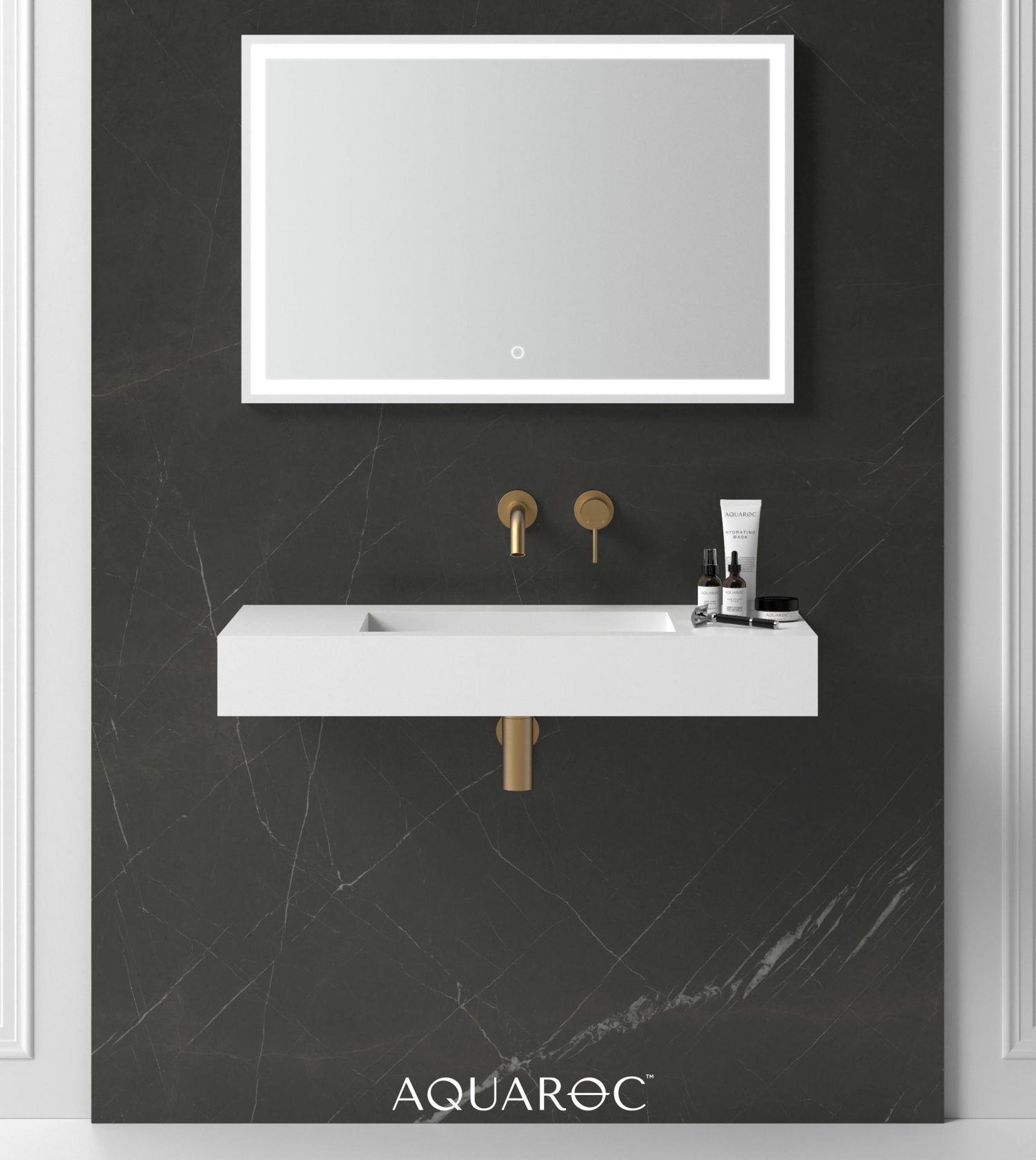 Fiora Wall Hung Stone Basin 900mm | Aquaroc