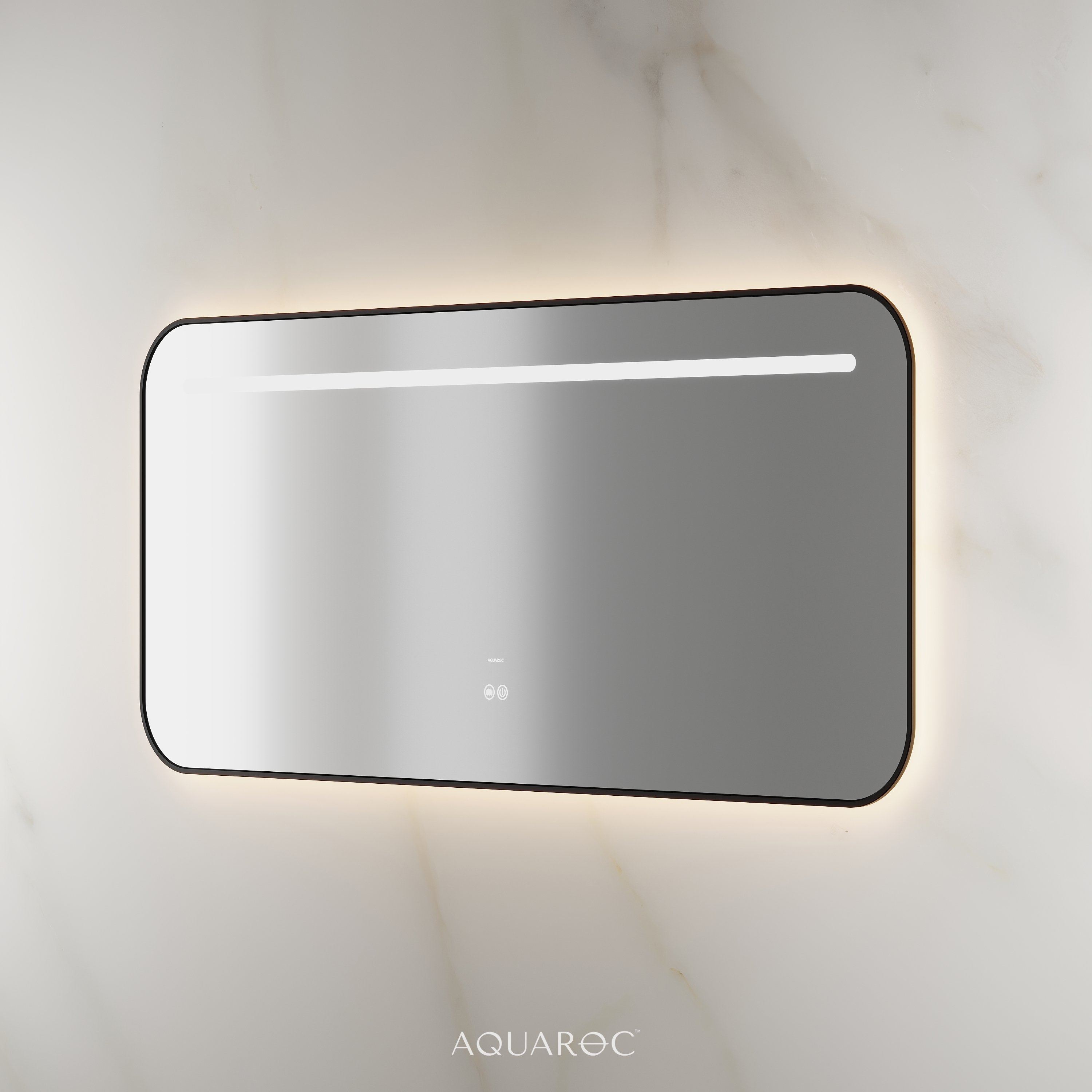 Lumiere Backlit & Demister Curved Mirror 1400mm Matte Black | Aquaroc