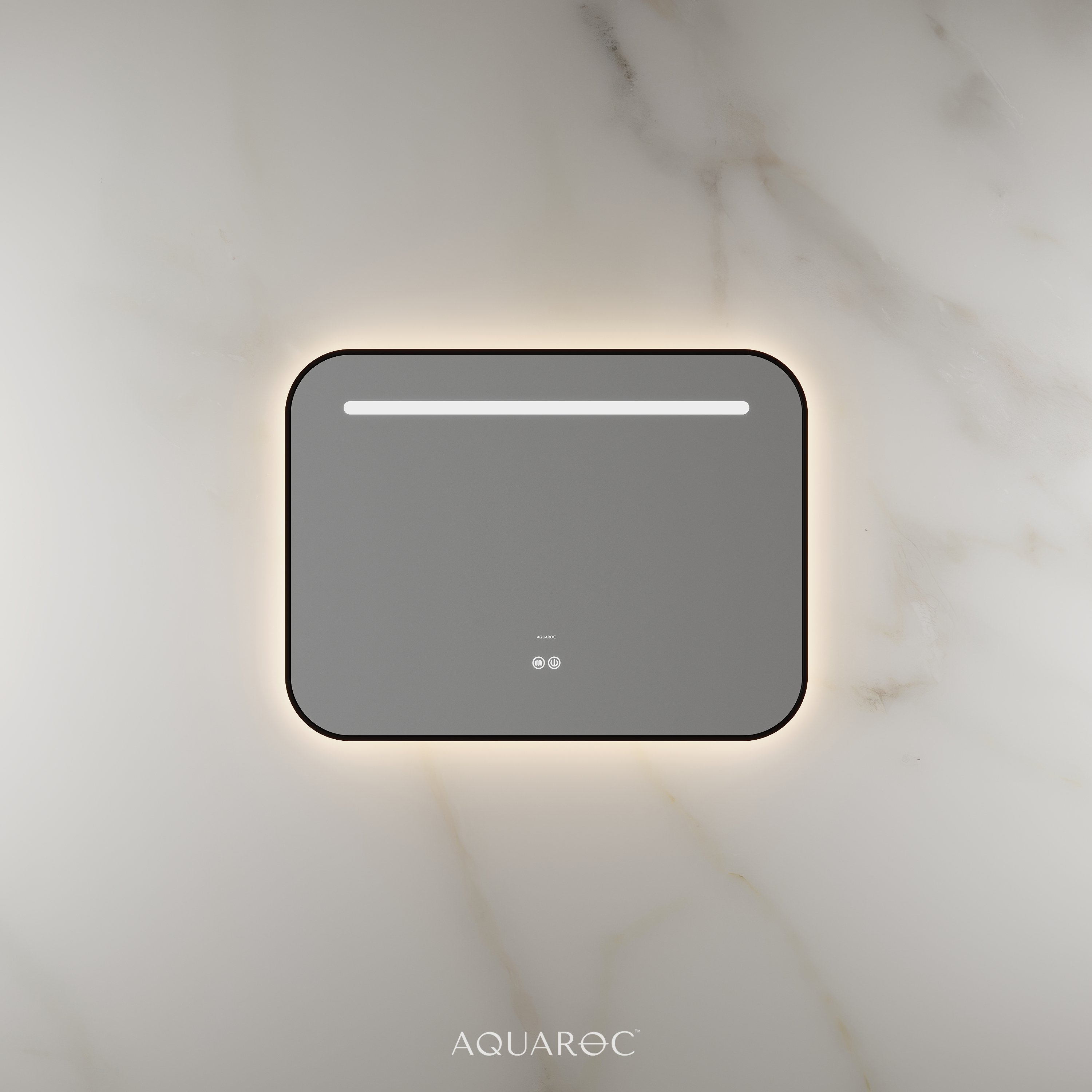 Lumiere Backlit & Demister Curved Mirror 800mm Matte Black | Aquaroc