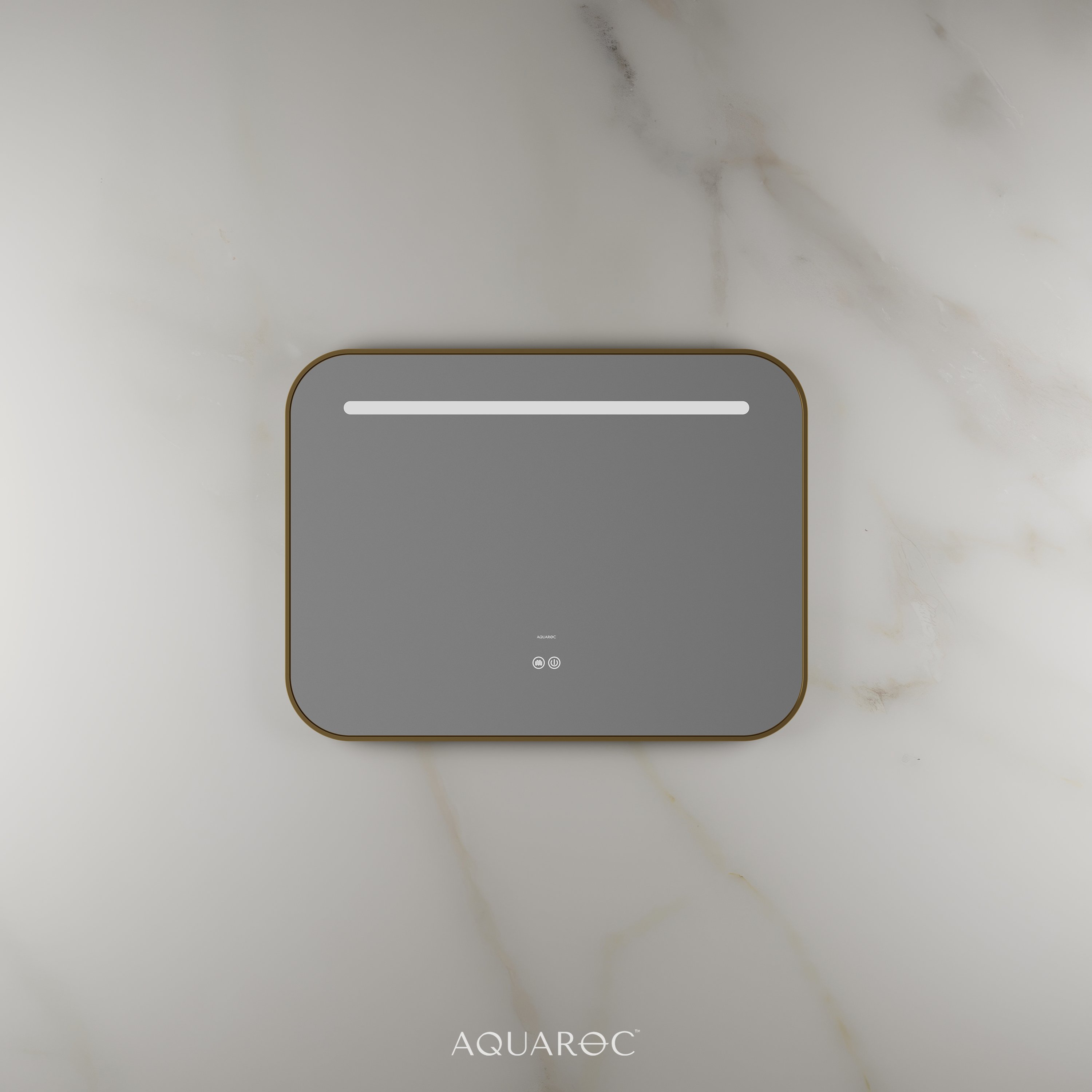Lumiere Backlit & Demister Curved Mirror 800mm Brushed Gold | Aquaroc