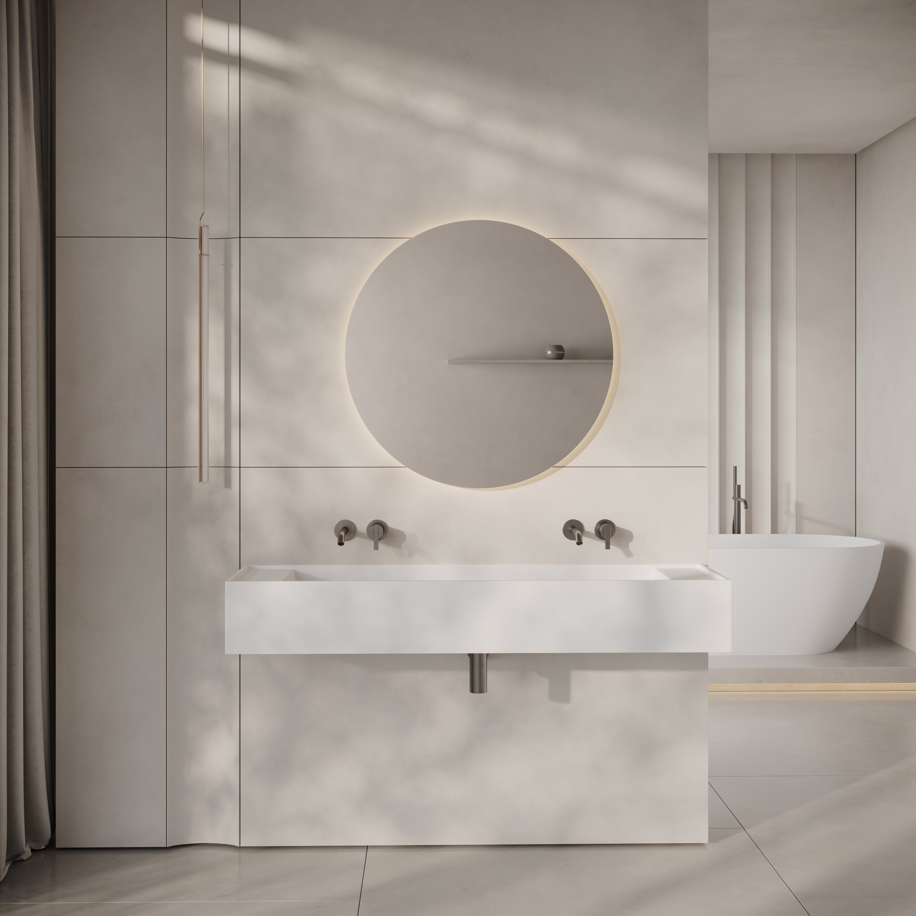 Ultra Wall Hung Double Stone Basin 1400mm | Aquaroc