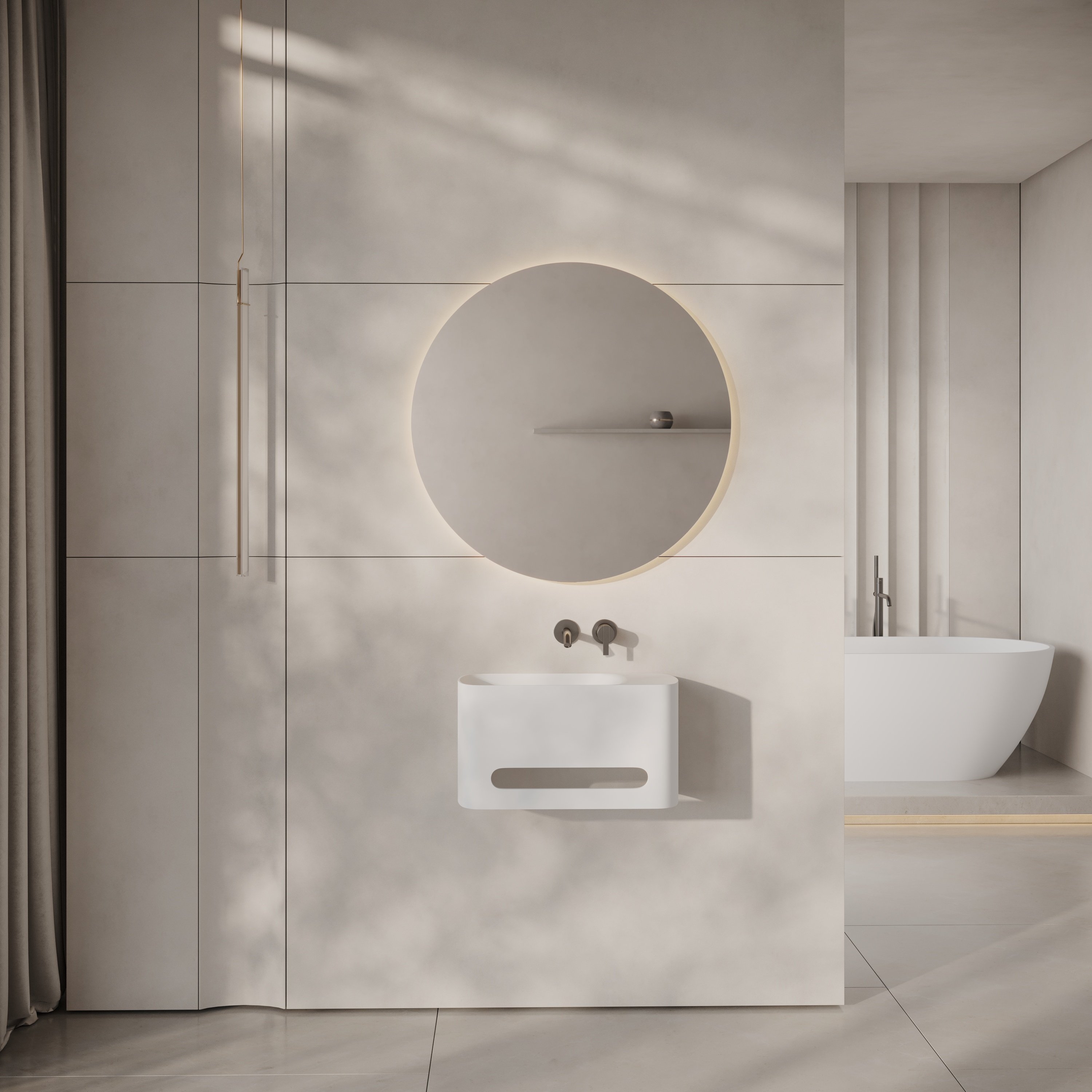 Hydro Wall Hung Stone Basin 550mm Towel Hole | Aquaroc