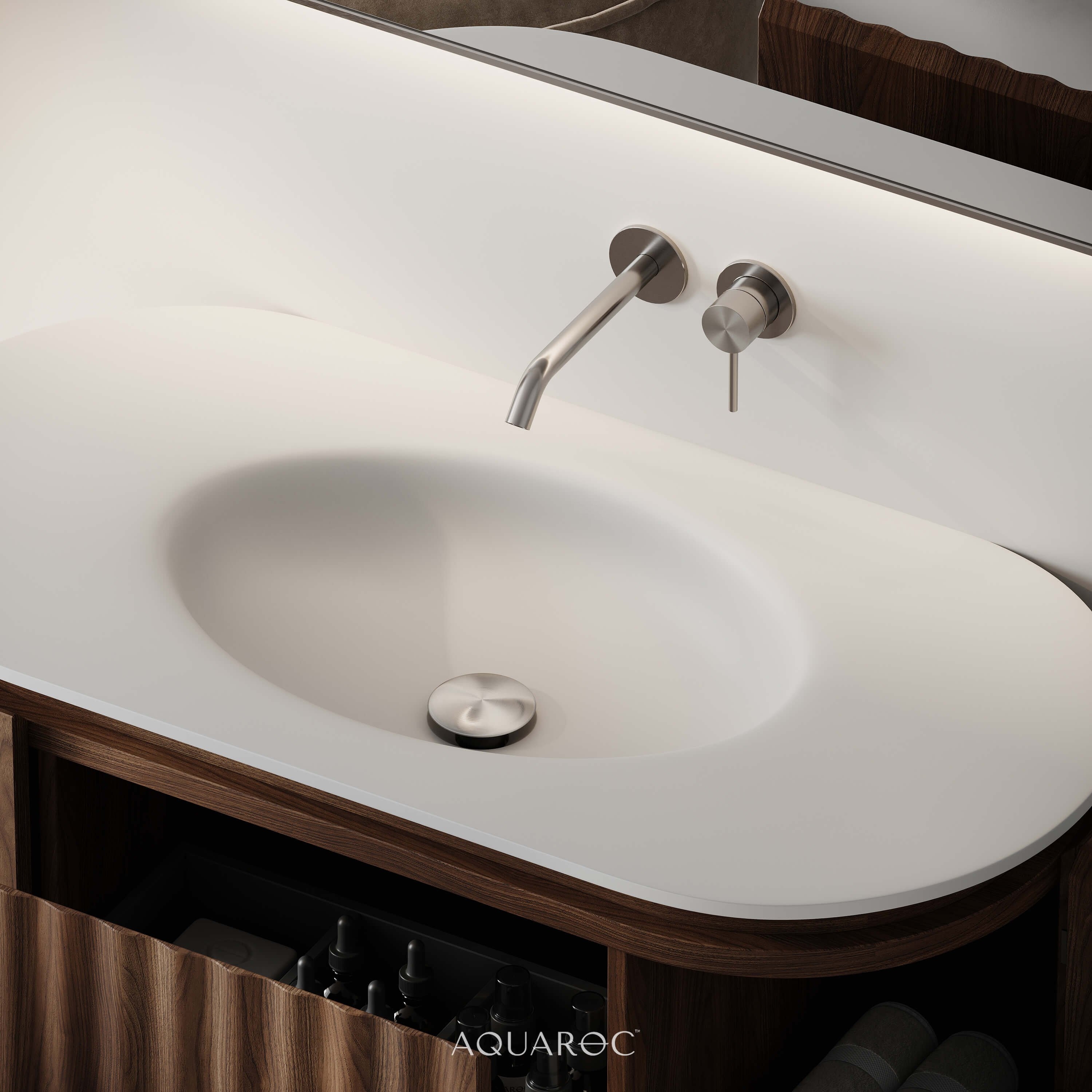 Niche Brushed Stainless Steel Unslotted Click Clack Basin Waste | Aquaroc