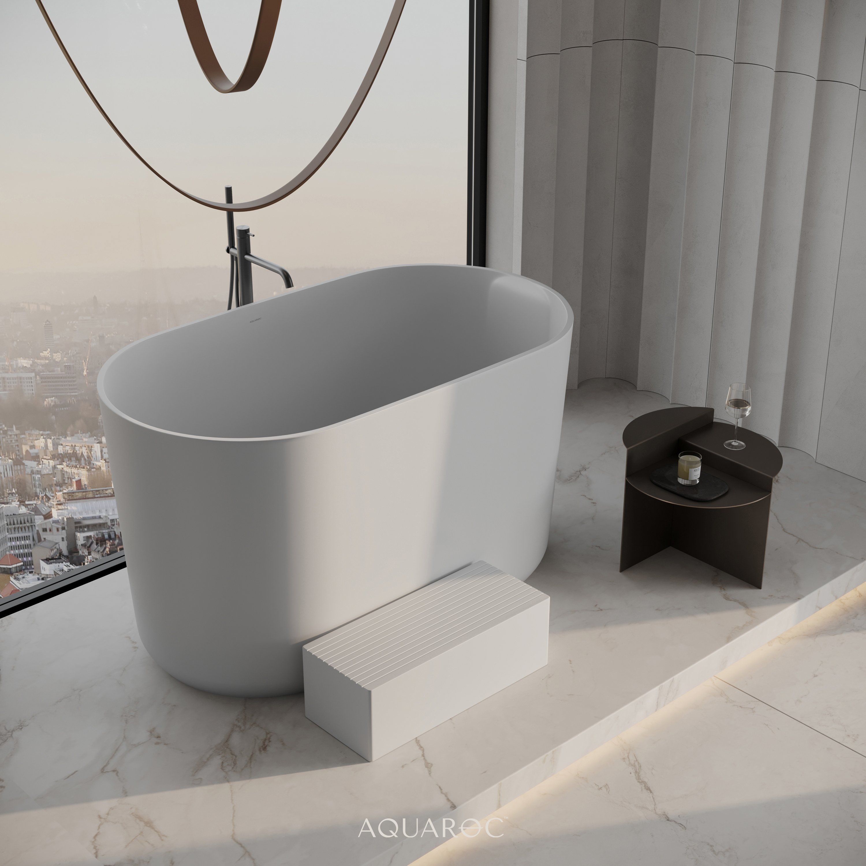 Buddha Freestanding Japanese Soaking Stone Bath 1350mm | Aquaroc