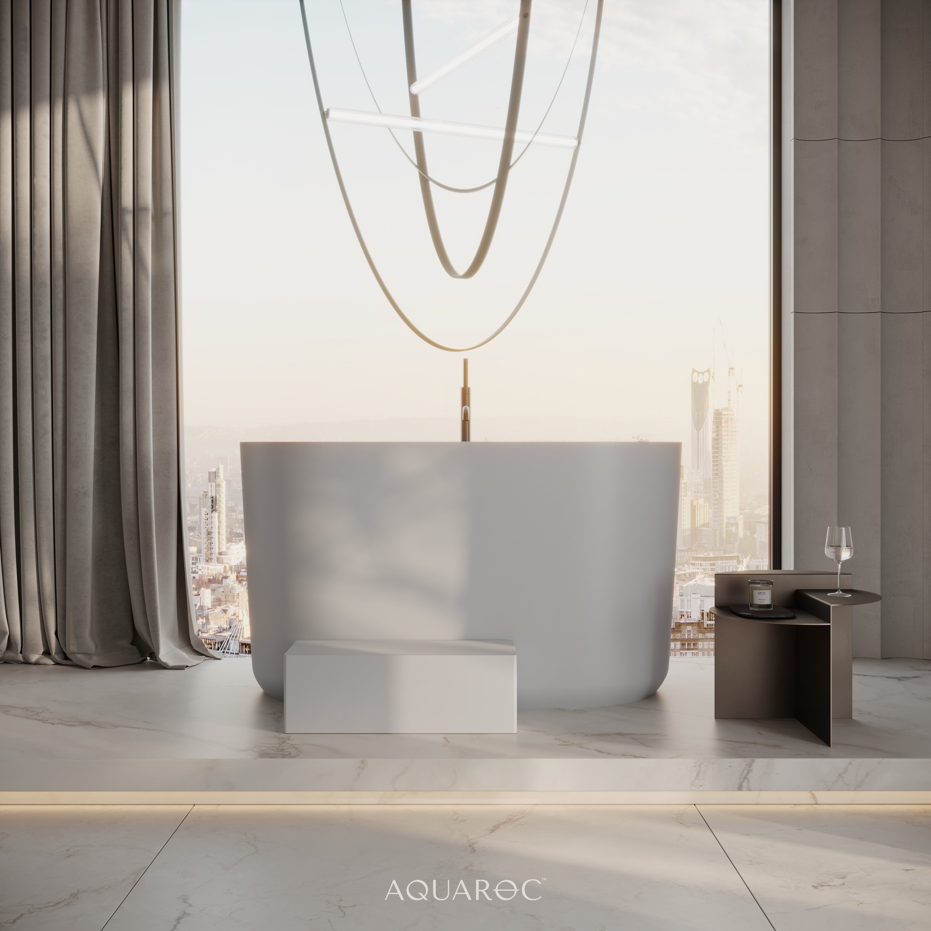 Buddha Freestanding Japanese Soaking Stone Bath 1350mm | Aquaroc