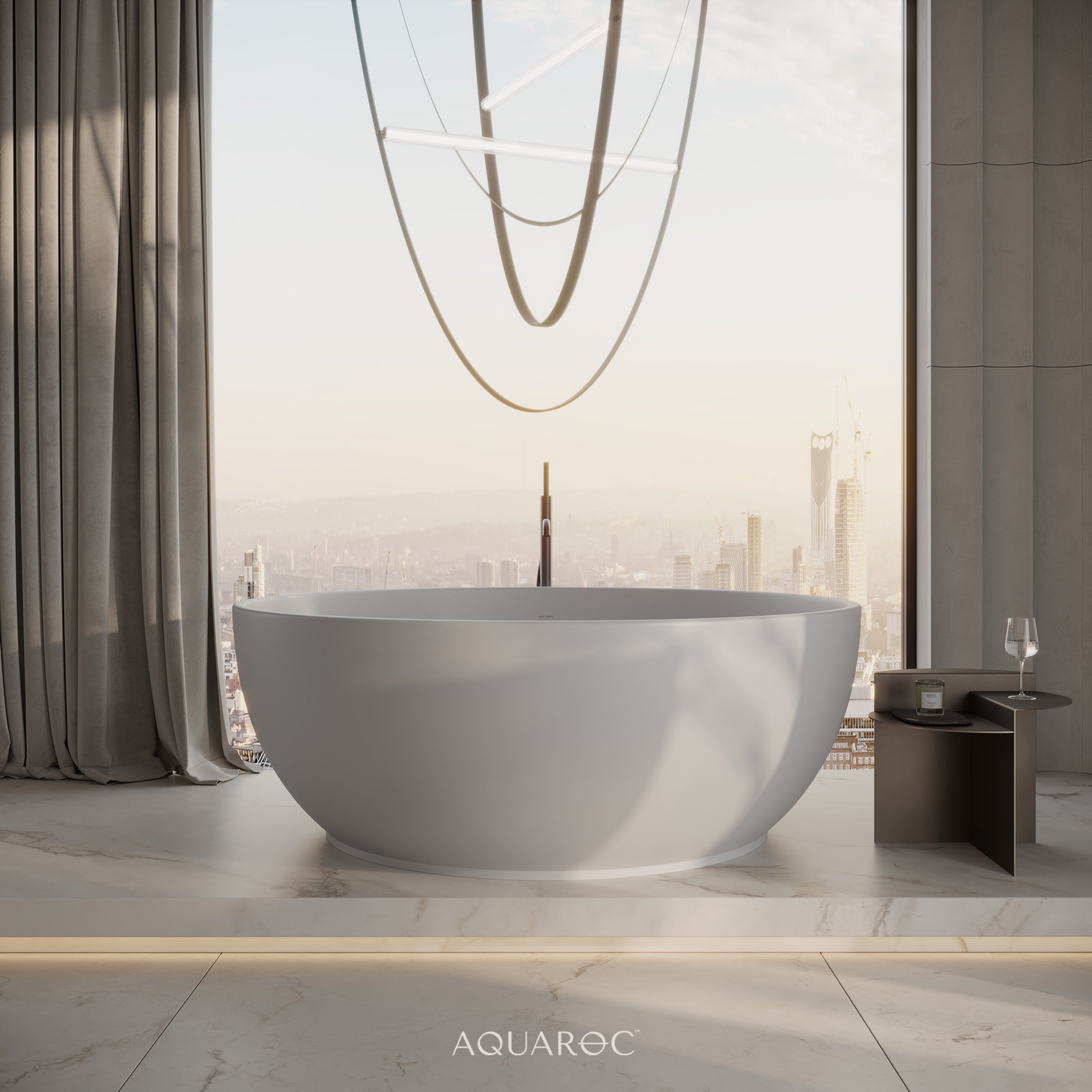 Olympia Freestanding Round Stone Bath 1500mm | Aquaroc