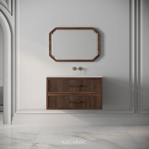 Park Lane Vanity Unit & Stone Basin 800mm Walnut | Aquaroc