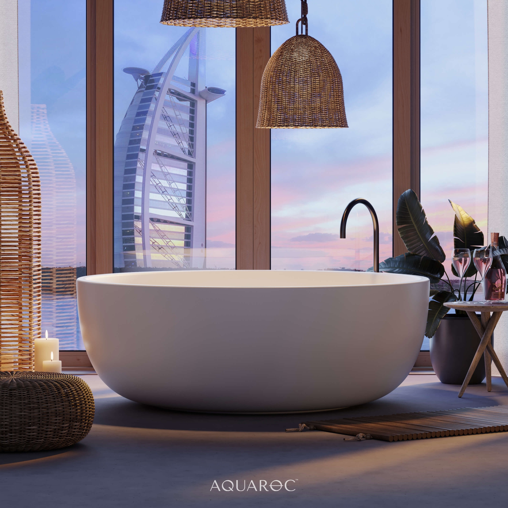 Circolo Freestanding Round Stone Bath 1350mm | Aquaroc