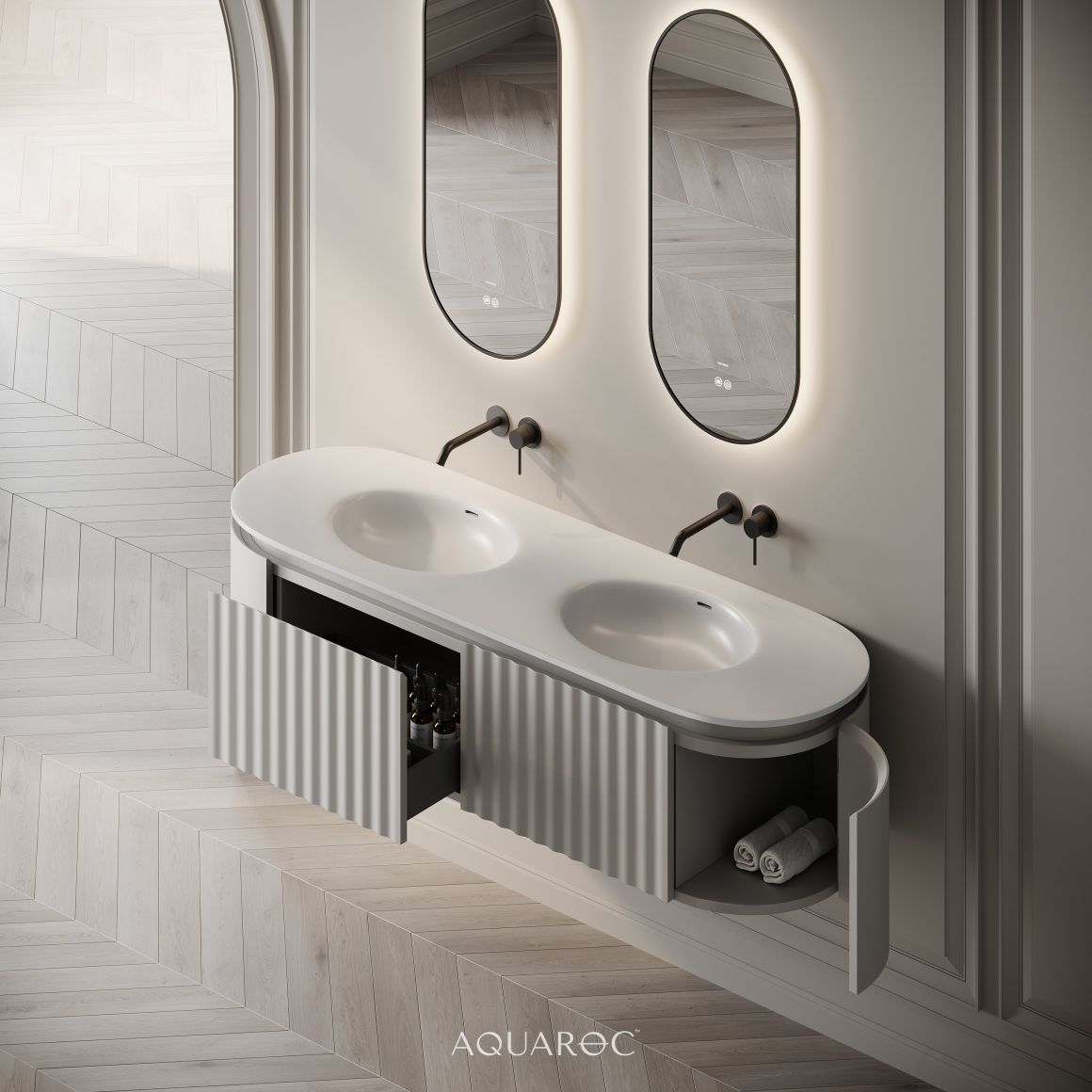 Fluted Vanity Unit Collection From Aquaroc