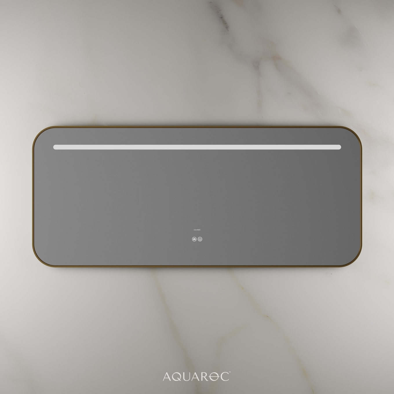 Lumiere Backlit & Demister Curved Mirror 1400mm Brushed Gold | Aquaroc