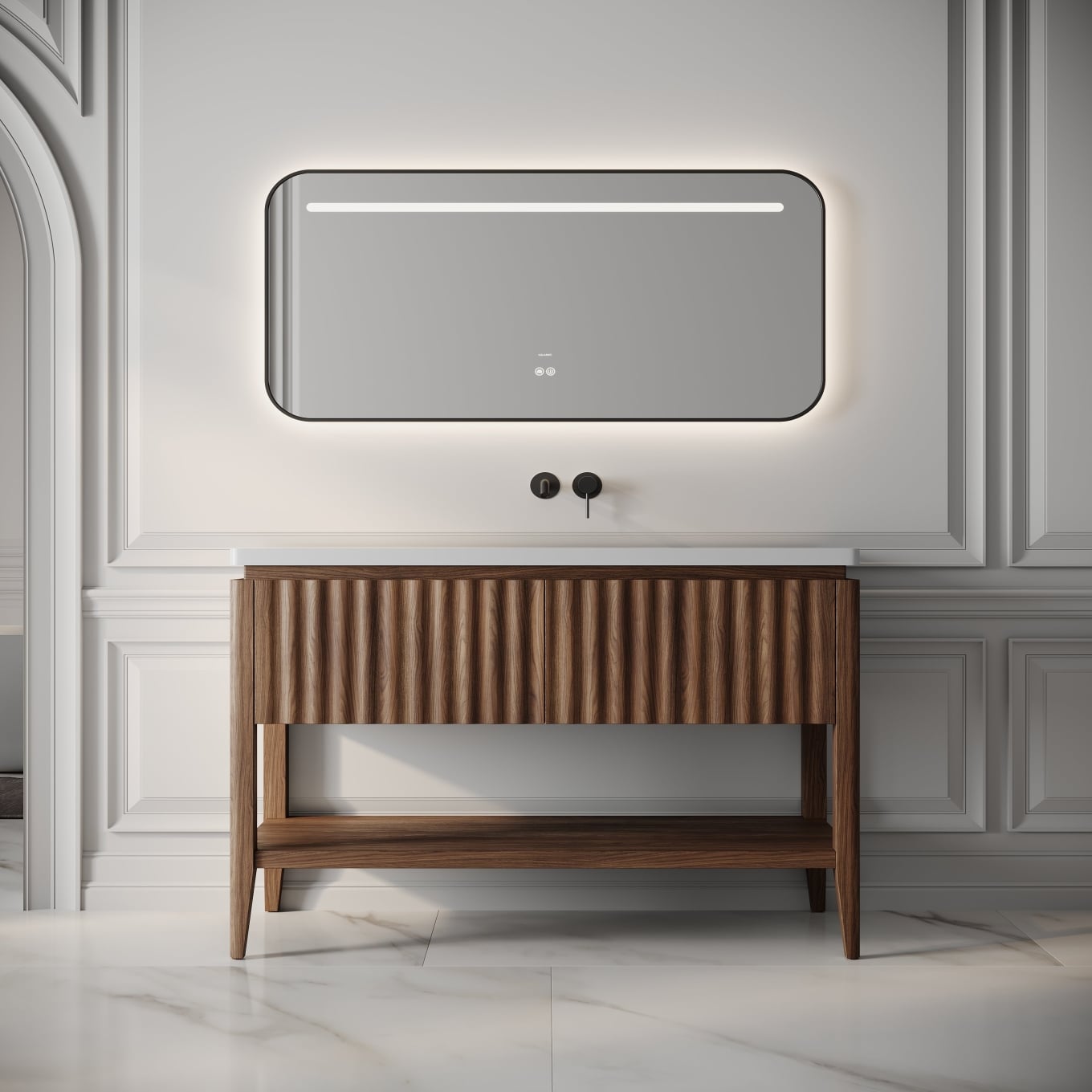 Kensington Vanity Unit & Stone Basin 1200mm Walnut | Aquaroc