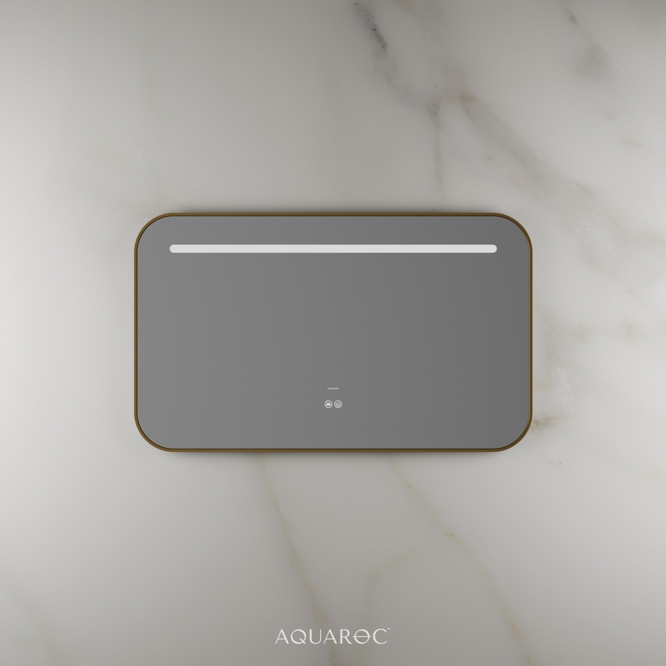 Lumiere Backlit & Demister Curved Mirror 1000mm Brushed Gold | Aquaroc