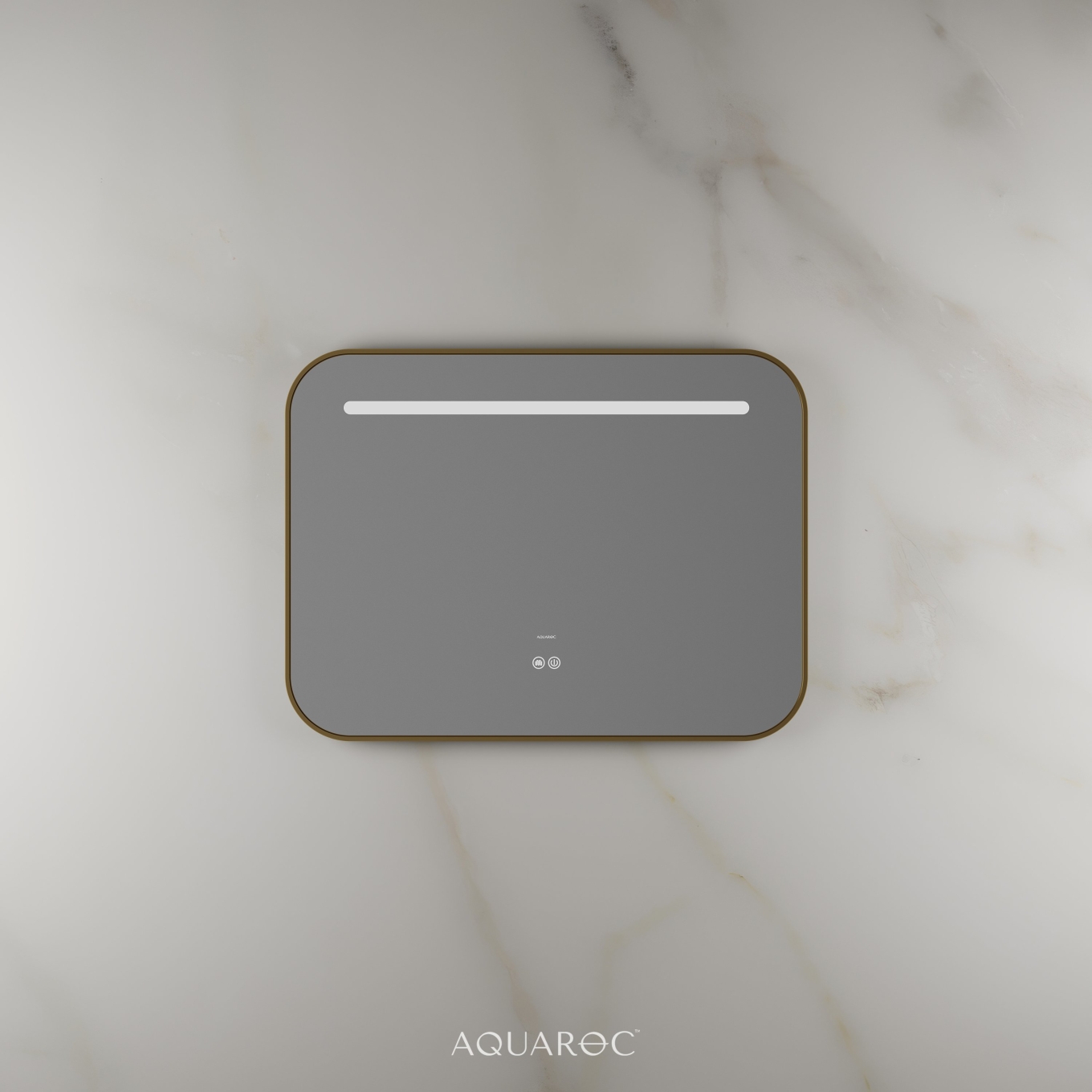 Lumiere Backlit & Demister Curved Mirror 800mm Brushed Gold | Aquaroc