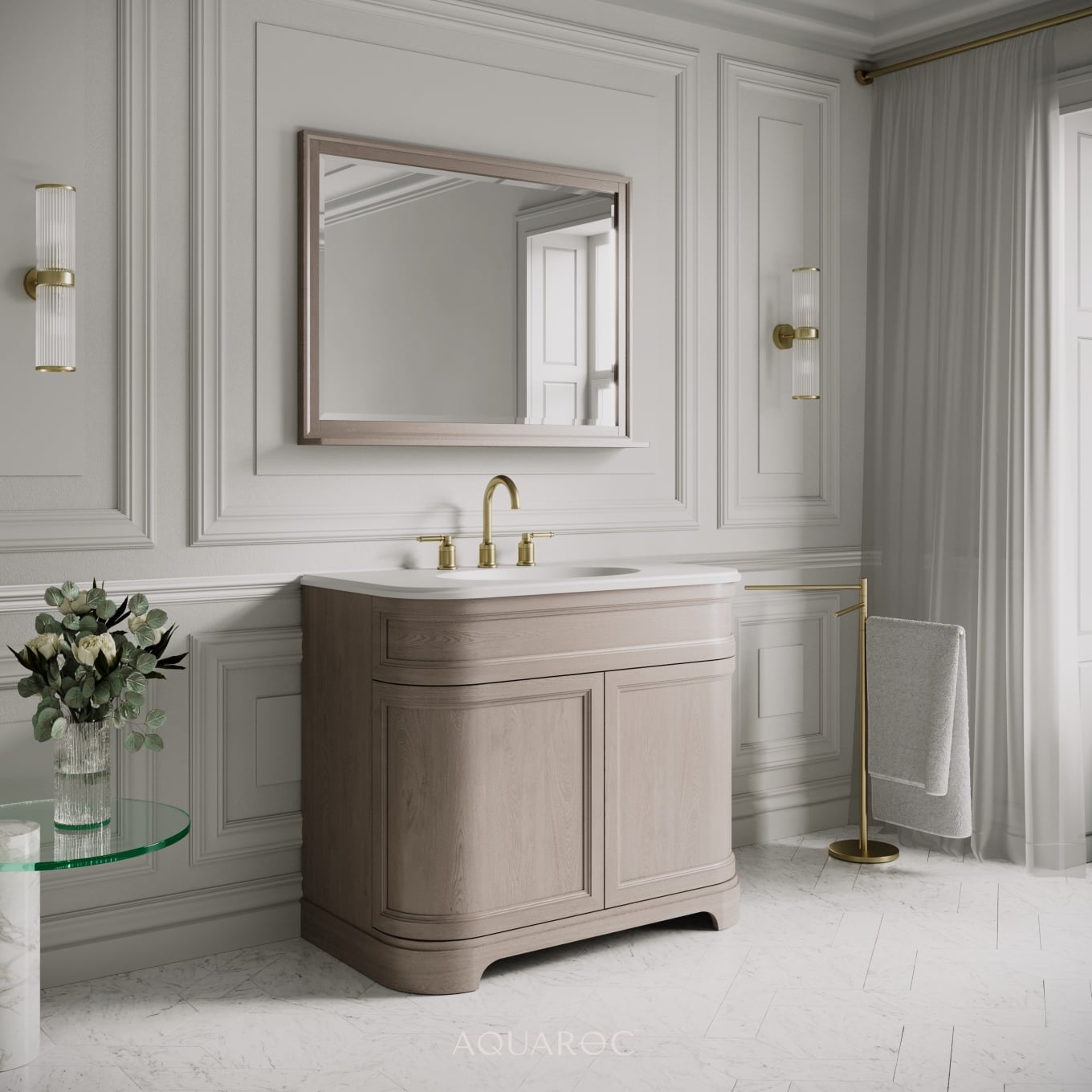 Hardwick Vanity Unit & Stone Basin 1000mm Sabbia Grigio | Aquaroc