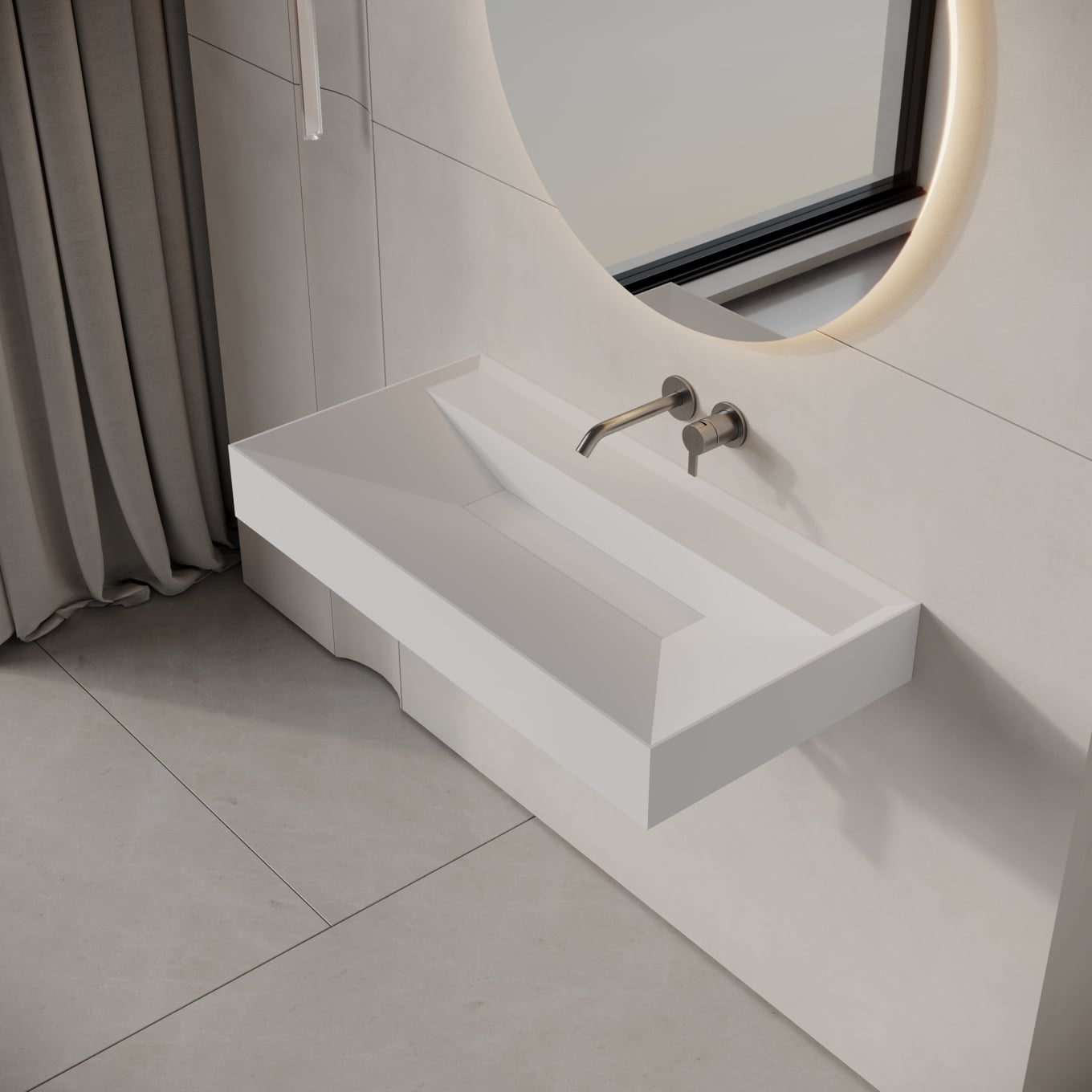 Aura Wall Hung Stone Basin 900mm | Aquaroc