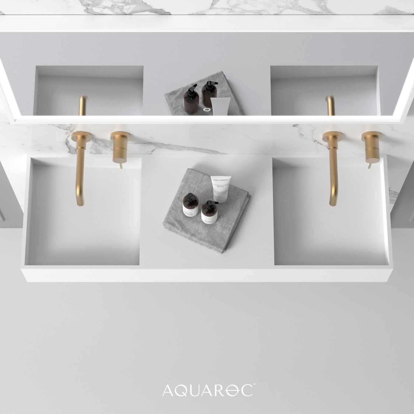 Atlante Wall Hung Double Stone Basin 1200mm | Aquaroc