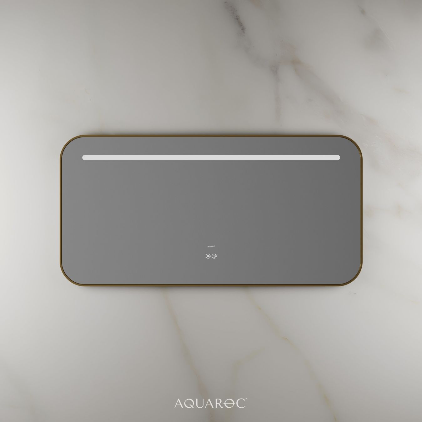 Lumiere Backlit & Demister Curved Mirror 1200mm Brushed Gold | Aquaroc