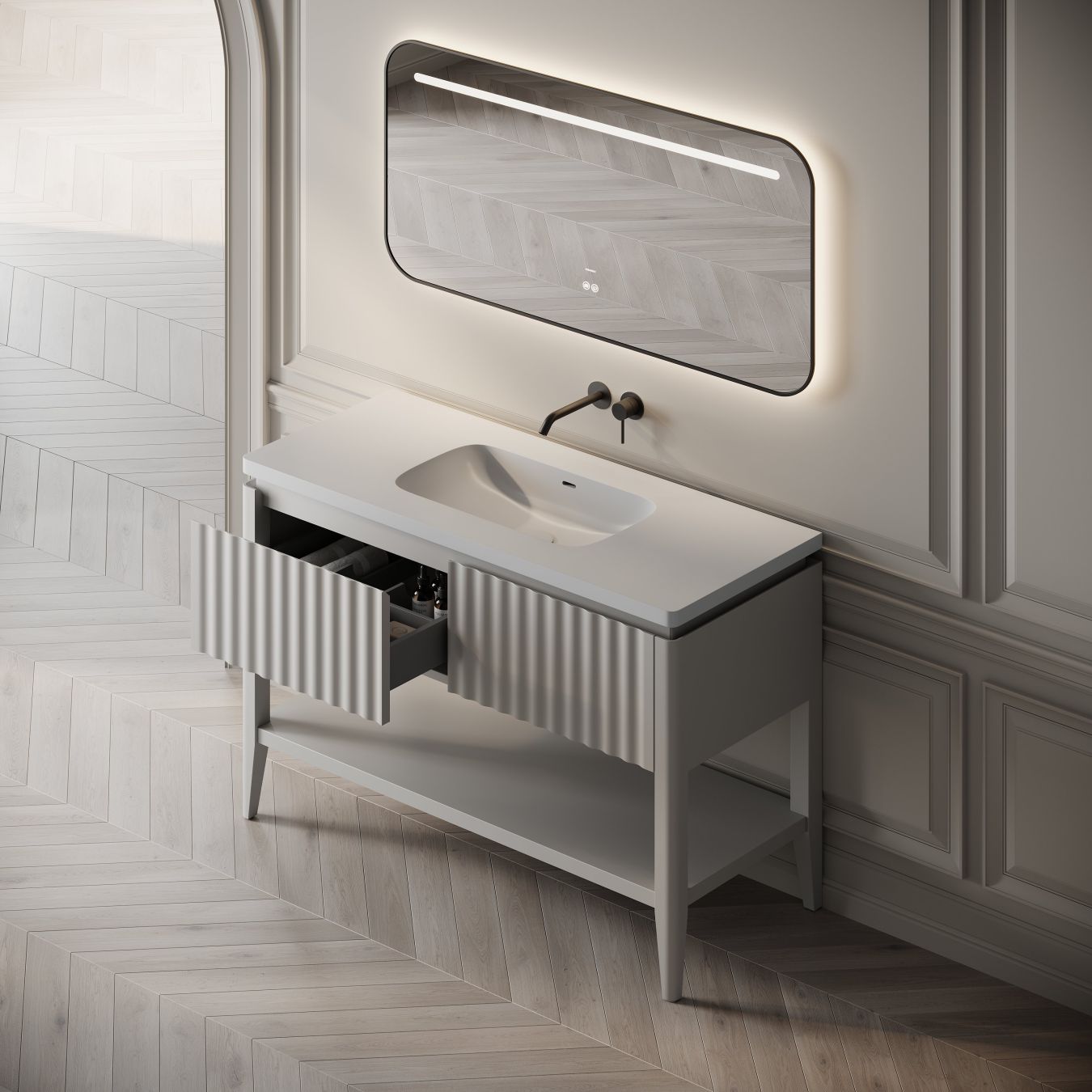 Kensington Vanity Unit & Stone Basin 1200mm Warm Grey | Aquaroc