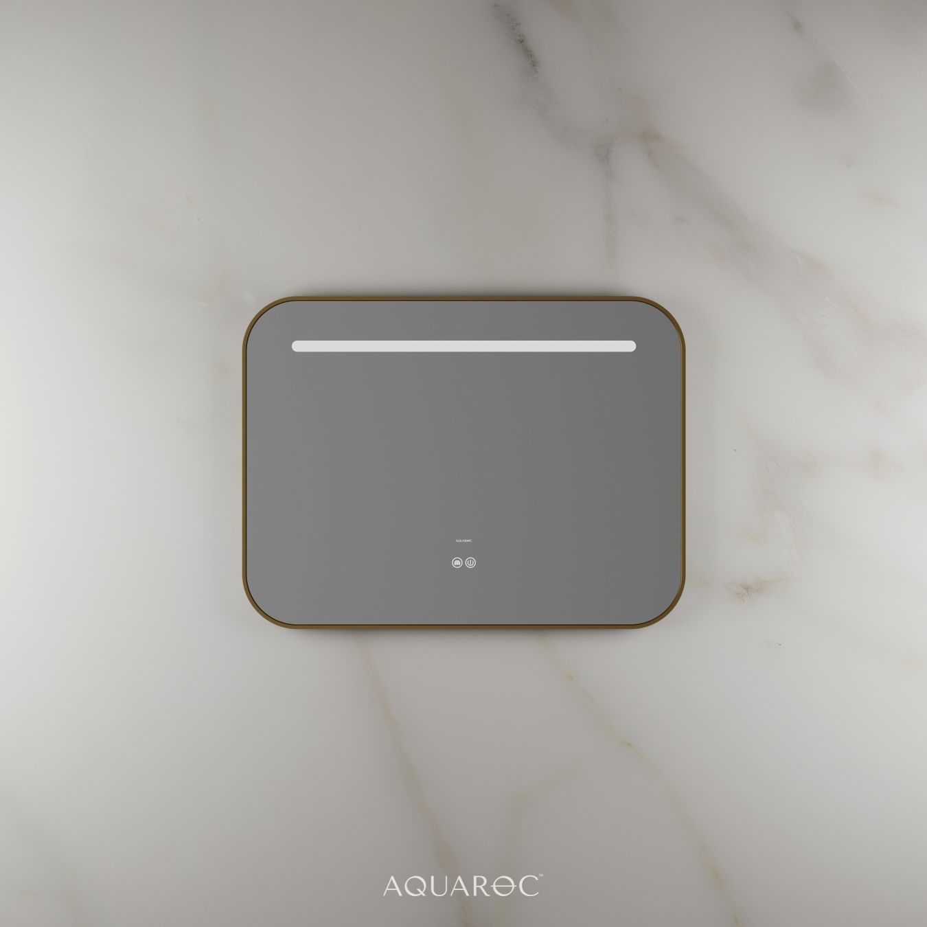 Lumiere Backlit & Demister Curved Mirror 800mm Brushed Gold | Aquaroc