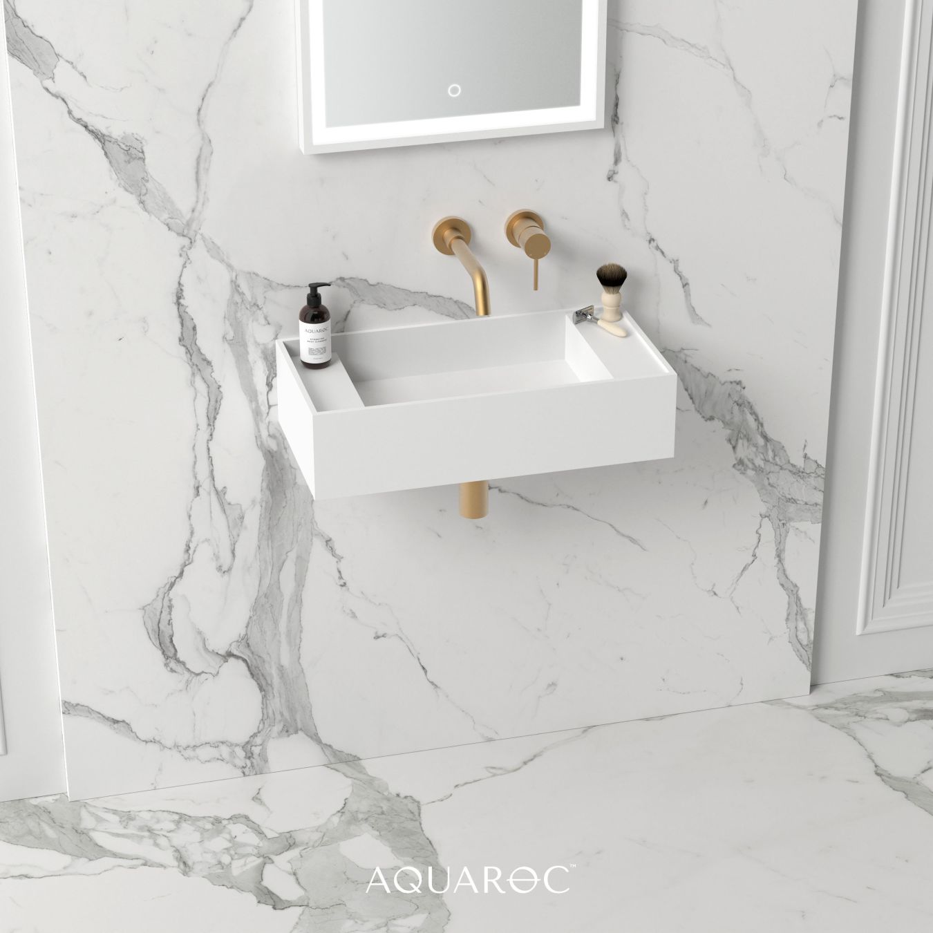 Mode Wall Hung Stone Basin 600mm | Aquaroc