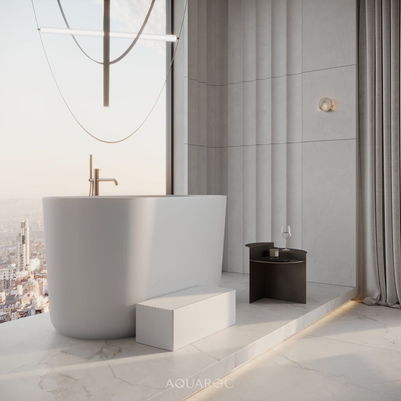 Buddha Freestanding Japanese Soaking Stone Bath 1350mm | Aquaroc