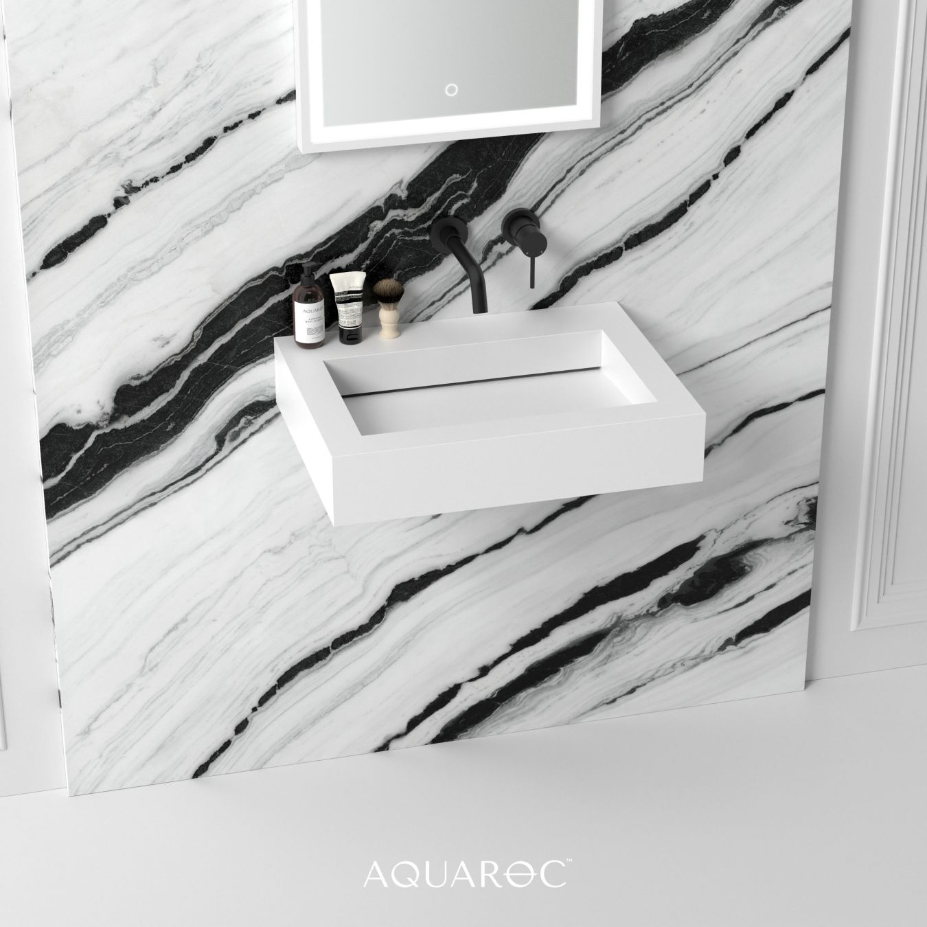 Fiora Wall Hung Stone Basin 600mm | Aquaroc