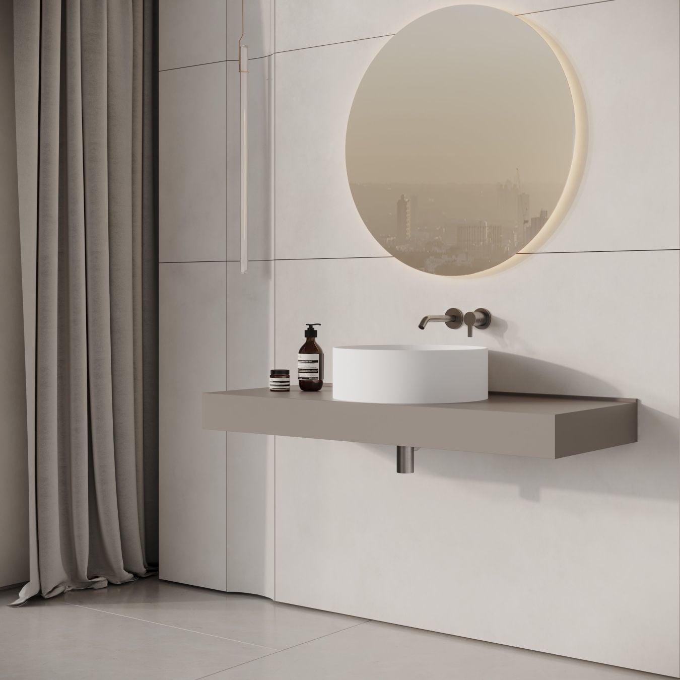 Apollo Round Countertop Stone Basin 450mm | Aquaroc