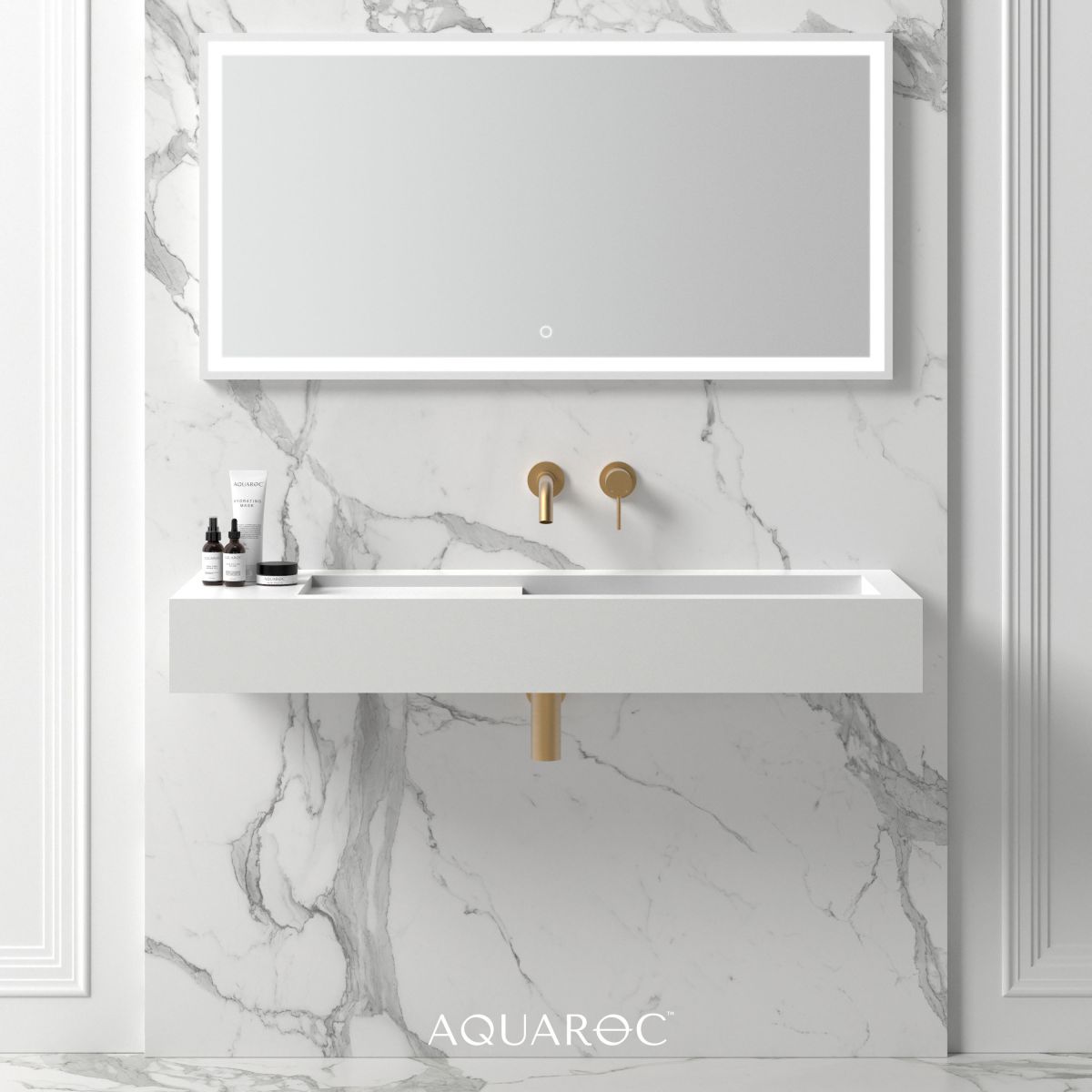Atlante Wall Hung Double Stone Basin 1200mm | Aquaroc