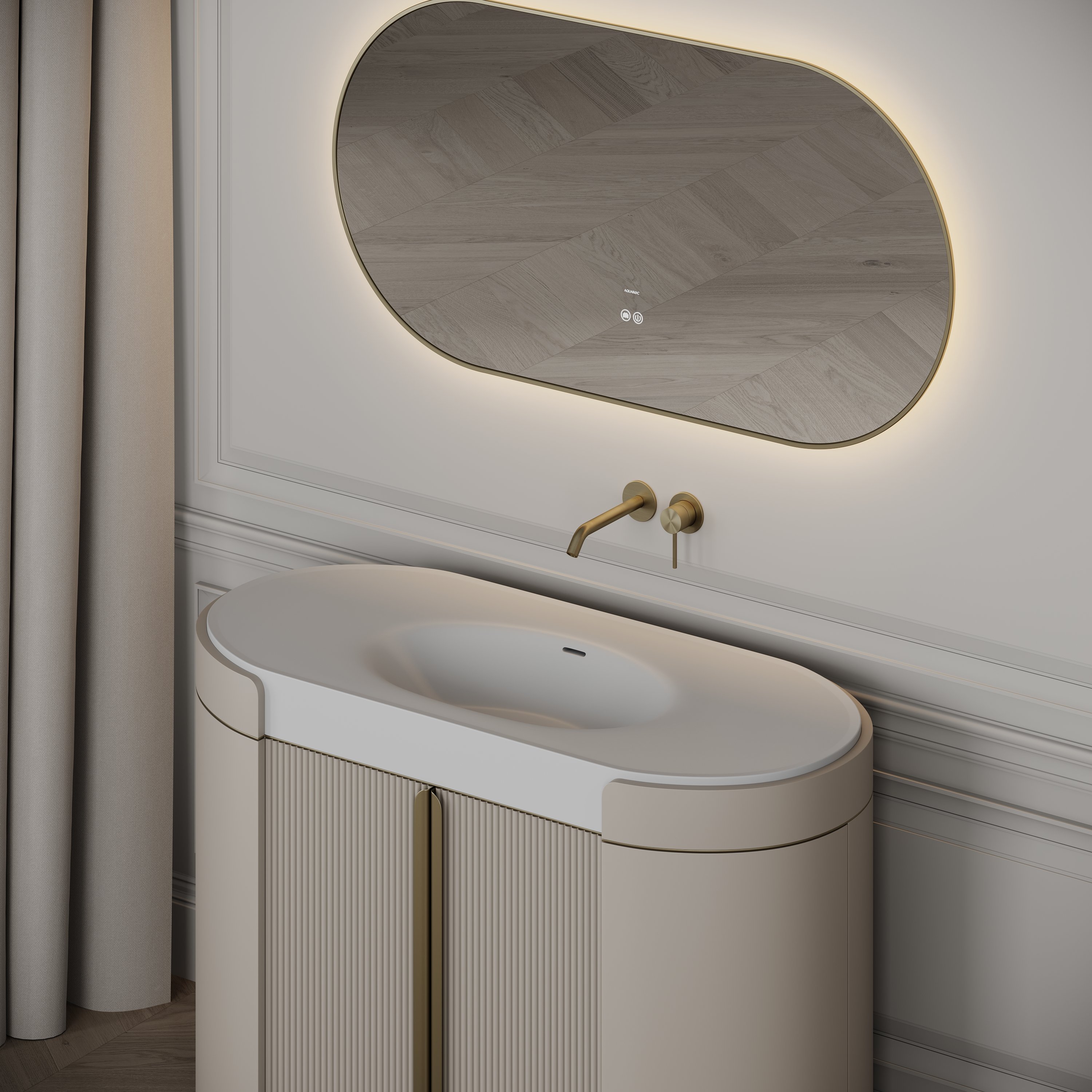 Knightsbridge Vanity Unit & Stone Basin 1200mm Cashmere Beige | Aquaroc