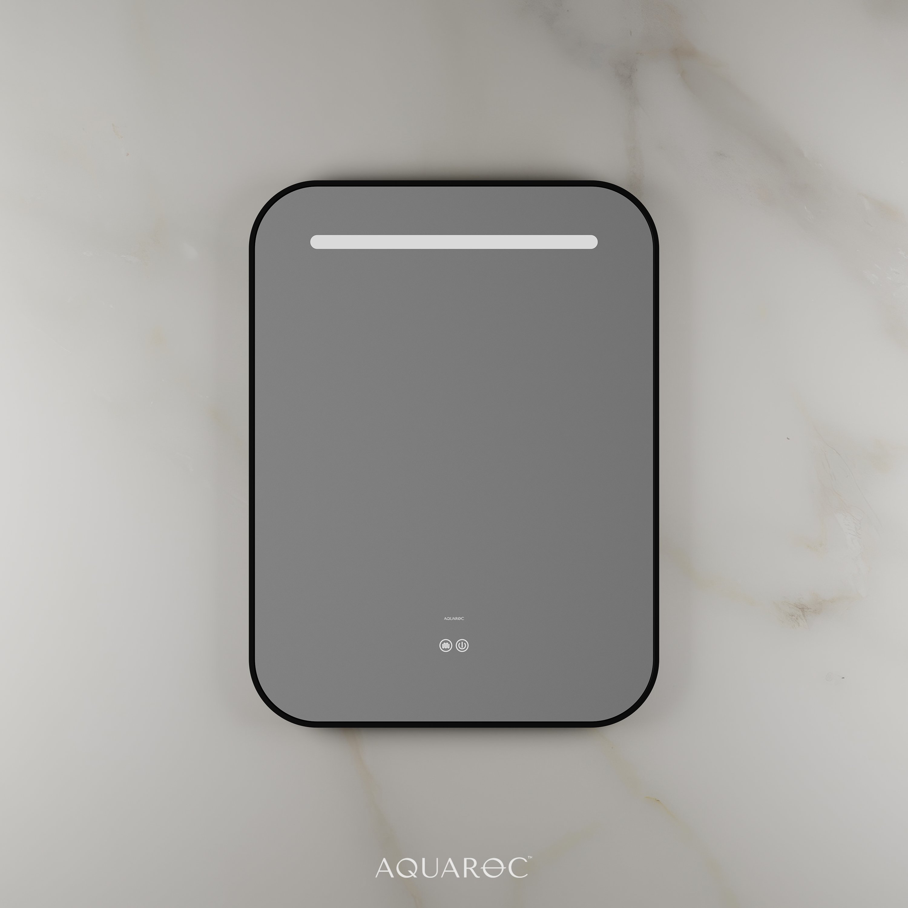 Lumiere Backlit & Demister Curved Mirror 600mm Matte Black | Aquaroc